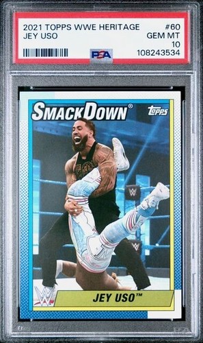 2021 Topps WWE Heritage #60 Jey Uso graded PSA 10 Gem Mint Pop 1 YEET ...