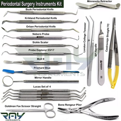 19 Pcs Periodontal Implant Oral Surgery Kit Dental Microsurgery ...