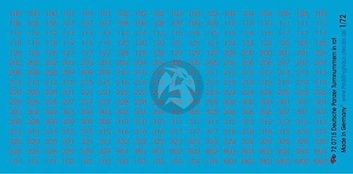 Peddinghaus 1/72 German Tank Turret Numbers WWII (Red) [Water slide ...