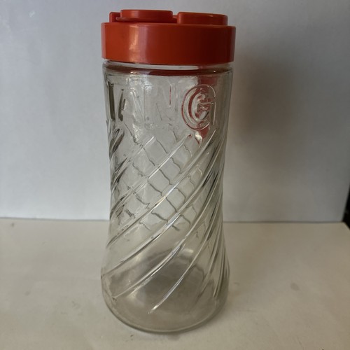 VTG Tang Glass Pitcher w/ Orange Lid Swirl Ribbed Embossed 1970s 1 Qt ...