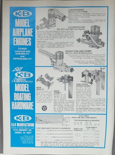 1980 K&B Model Airplane Engines Vintage Print Ad Wall Art Decor Boating ...