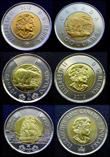 2012 CANADA - 3 x2$ Toonie Set with **Rare** Old Style Toonie- all UNC ...