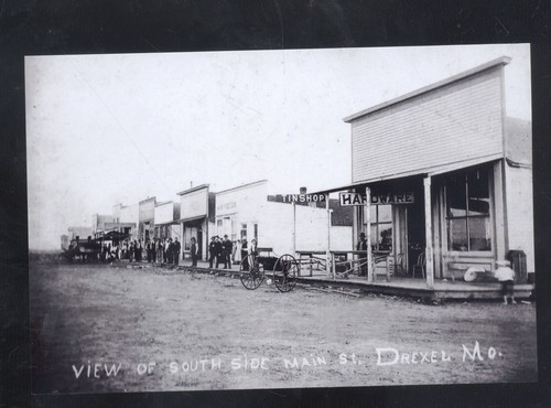 REAL PHOTO DREXEL MISSOURI MO. DOWNTOWN STREET SCENE STORES POSTCARD ...
