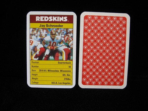 1987 Jay Schroeder Washington Redskins "Ace Fact Pack" United Kingdom ...