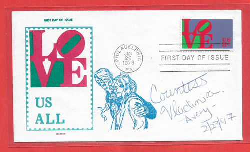 Countess Vladimira Avery Model/Actress SIGNED Love First Day Cover 1973 ...