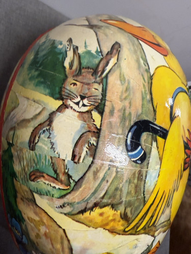 Antique 1920s 11"x7" Easter Rabbit Egg Candy Container Paper Mache W ...