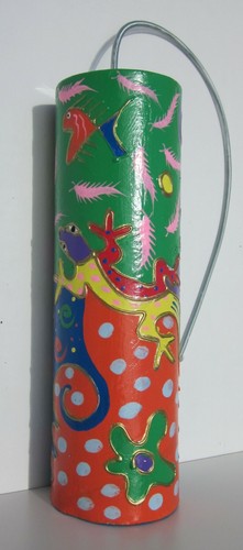 Spring Drum Thunder Tube Thunder Maker Bali Lizard Hand painted 10 1/2 ...