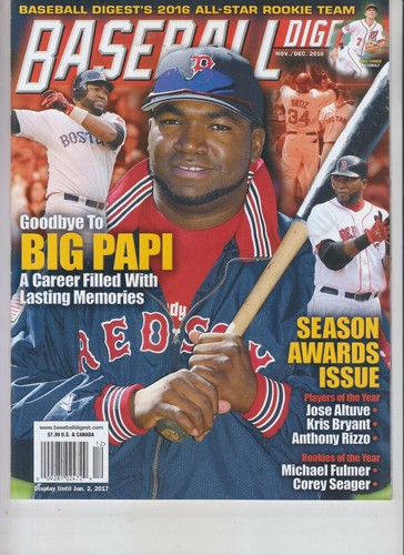 DAVID ORTIZ NOV DEC 2016 BASEBALL DIGEST MAGAZINE BIG PAPI BOSTON RED ...