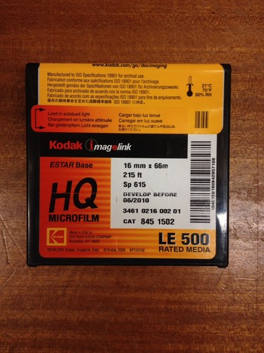 Kodak ImageLink HQ Microfilm 16mm x 66m (215 ft) Dated 06/2010 | eBay