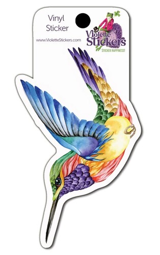 Violette Stickers Vinyl Humming Bird Colorful Satin Finish Approx 3.5 X ...