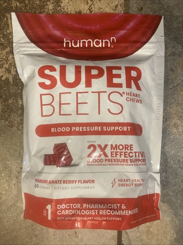 HumanN SuperBeets Grape Seed Soft Chews - 60 Count, New And Sealed, BB ...