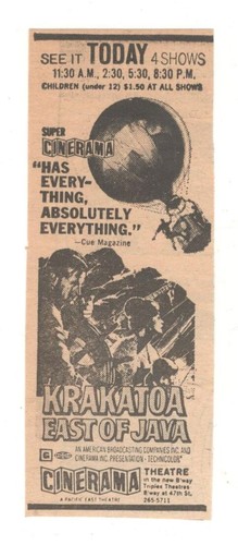 1969 KRAKATOA EAST OF JAVA MOVIE AD 2"X5" Newspaper Ad 1960's EBS21 | eBay