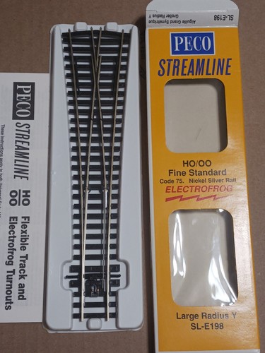 LAST ONE! NEW! Peco HO Scale Code 75 SL-E198 Electrofrog Large Radius Y ...