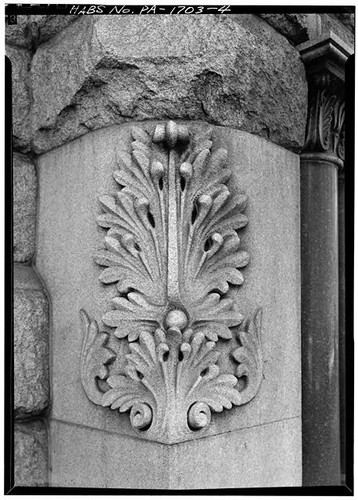 4. Detail of leaf stonework on pilaster of front entrance - Western ...
