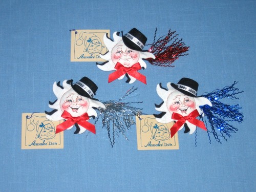 ANNALEE *3* Millennium New Year's Sun Pins ~ Red / Silver / Blue ~ NWT ...