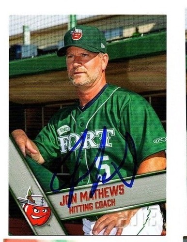 Jon Mathews signed autographed 2018 Fort Wayne Tincaps card Jonathan b ...