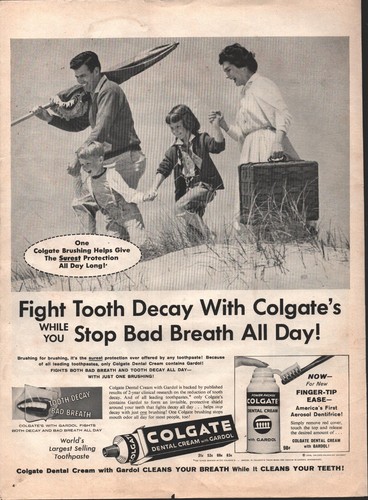1958 Colgate Toothpaste Dental Cream with Gardol Ad Family theme f9 | eBay