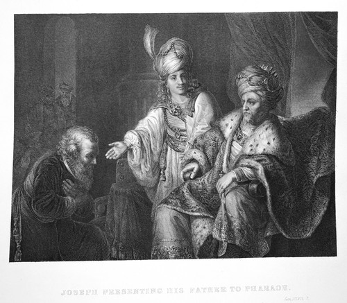 JOSEPH'S FATHER JACOB MEETS EGYPT PHARAOH ~ 1847 Bible Art Print ...