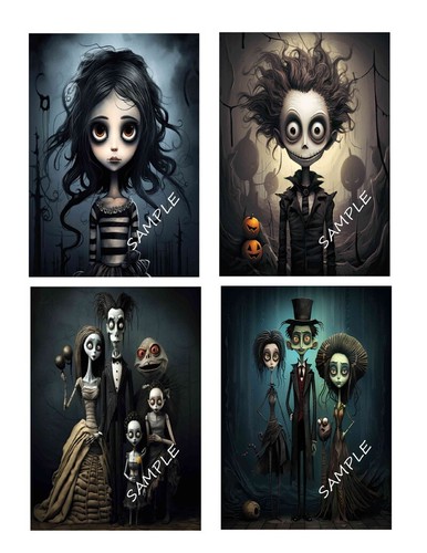 4 Corpse Family Tim Burton Collage Sheet~Framing~Junk Journal~Card ...