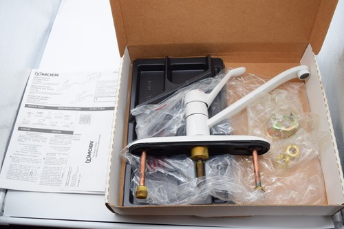 Moen 7400 Kitchen Faucet Single Handle White Finish Hardware ...