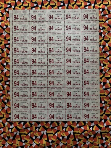 1994 TEXAS LICENSE PLATE RENEWAL REGISTRATION VALIDATION 50 STICKERS ...