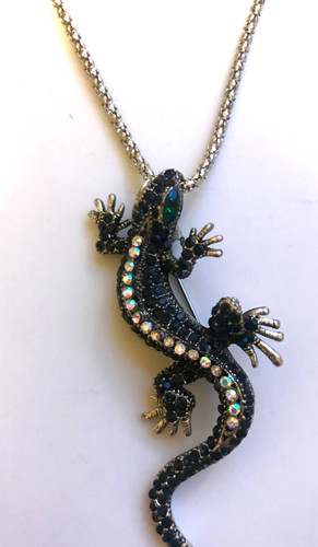 BJ BETSEY JOHNSON SALAMANDER LIZARD COMBO PIN/ PENDANT NECKLACE with ...