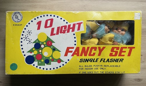 Vtg Christmas Elf Pixie 10 Head String Light Covers IN BOX Japan ...