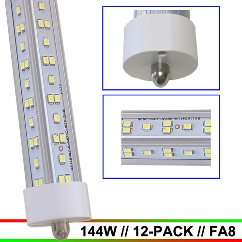 8FT LED Tube Light FA8 T8 Single Pin 144W LED Shop Light 8Foot Bulbs ...