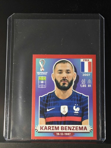 2022 Panini FIFA World Cup Qatar Karim Benzema Red Parallel Sticker FRA ...
