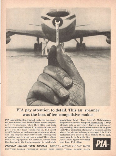 Pia Pakistan International Airlines 1963 Advertising Vintage ...