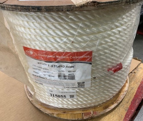 CWC Premium 3 Strand Twisted White 100% Nylon Rope 1/2" X 575 Ft. | eBay