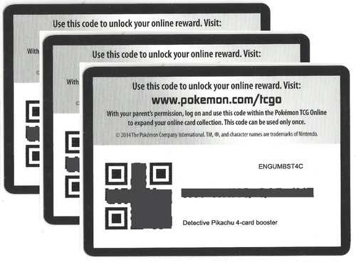 POKEMON Detective Pikachu UNUSED Booster Pack ENGUMBST4C ONLINE CODE ...