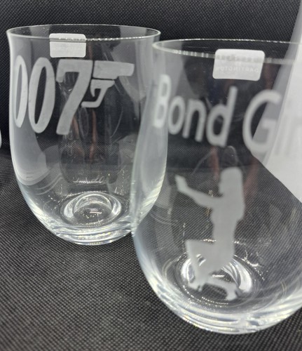 James Bond 007 Bond Girl Wine Beer party glasses x2 permanent etched ...
