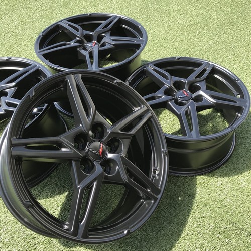 19 20 CORVETTE C8 RIMS WHEELS OEM 2021 SET 4 STOCK GM NEW BLACK 14007 8 ...