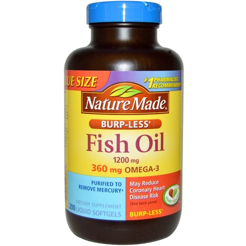 Nature Made Burp Less Fish Oil 720Mg Omega 3 Pack Of 2 Softgels 200 ...