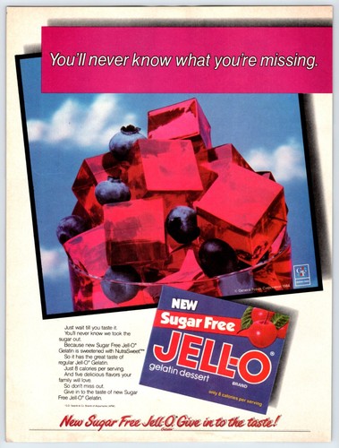 1984 SUGAR FREE JELLO Vintage 8"X11" Magazine Ad 1980's M642 | eBay