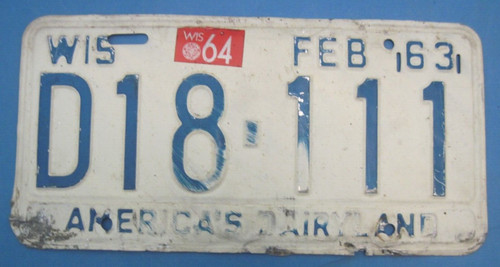 1963 Wisconsin license plate with 1964 date sticker | eBay