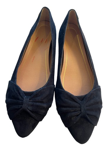 VIONIC GRAMERCY BLACK SUEDE BALLET FLATS SIZE 8