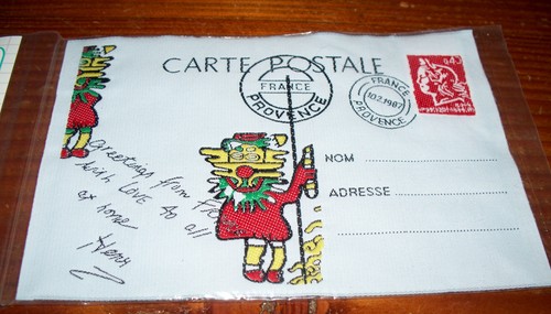 5 Premium Woven Labels l "Carte Postale" post card France Sew on ...
