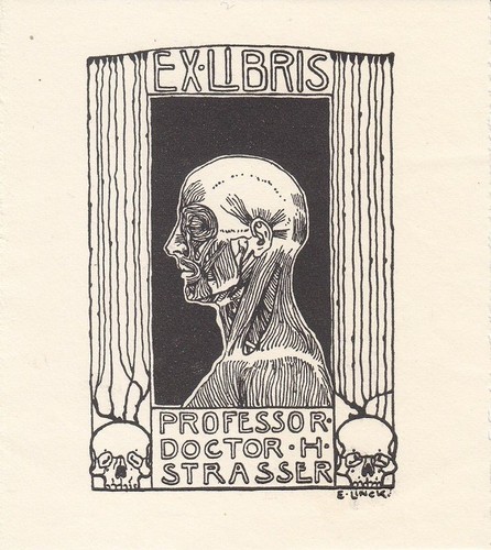 Exlibris Bookplate Template Ernst Linck 1874-1935 Muscle Man Skull ...