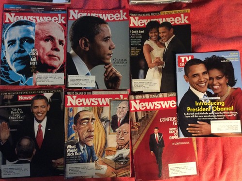 LOT OF 7 NEWSWEEK MAGAZINES TV GUIDE BARACK OBAMA MICHELLE INAUGURAL ...
