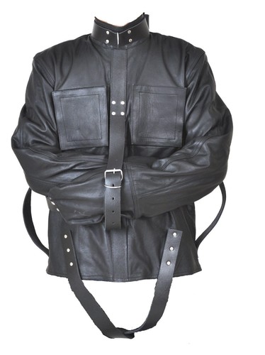 MEN'S REAL LEATHER HEAVY DUTY STRAIGHT JACKET COWHIDE HEAVY DUTY ...