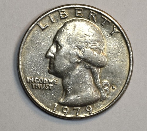 1979 D Washington Quarter Error Filled Mint Mark, Closed AM, Wing, DD ...
