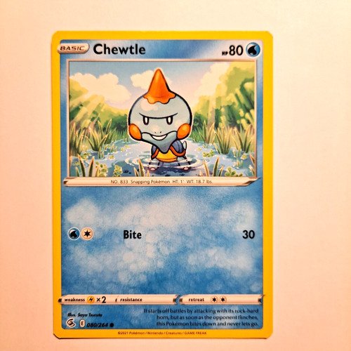 Chewtle Pokemon Card Hp 80 2021 80/264 | eBay