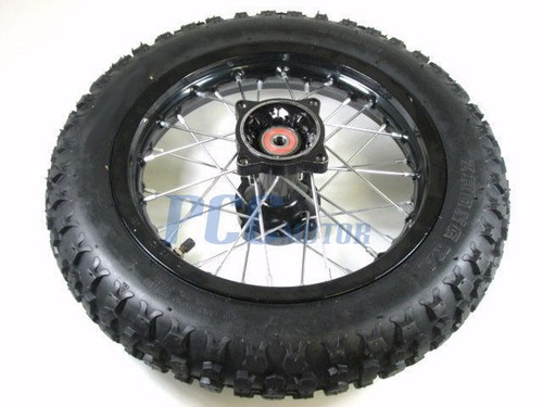 10" BLACK REAR RIM WHEEL FOR 12MM AXLE SIZE KNOBBY TIRE PIT DIRT BIKE ...