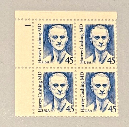 Scott #2188 Plate Block of 4 stamps 45 cent Harvey Cushing MD Dull Gum ...