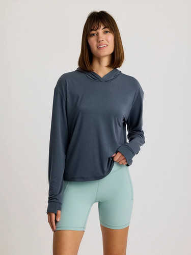FREE FLY WOMENS UPF 25 ELEVATE LIGHTWEIGHT HOODIE SIZE SMALL STORM ...
