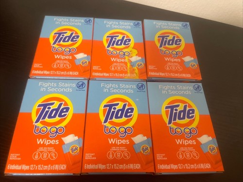 Lot Of 6 Boxes Of Tide To Go Wipes 6 Individual Wipes Per Box Easy ...