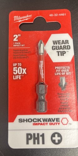 Milwaukee 2" 1 Pack Impact Bit PH1 Wear Guard Tip 48-32-4461 | eBay