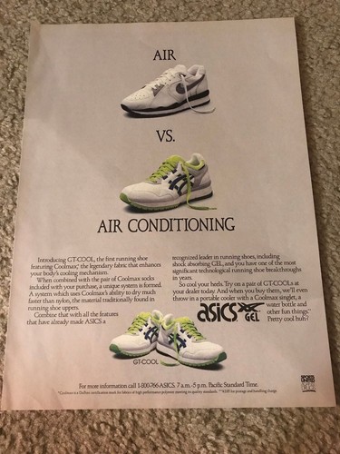 Vintage 1991 ASICS GEL GT-COOL Running Shoe Poster Print Ad 1990s ANTI ...